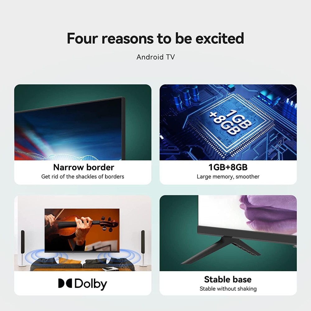 SANSUI Android TV Google Assistant Control de Voz 32 Pulgadas WiFi HD ...