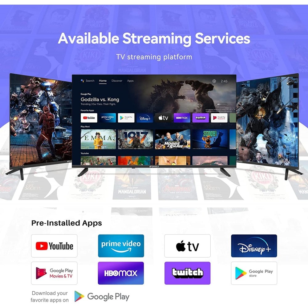 SANSUI Android TV Google Assistant Control de Voz 40 Pulgadas WiFi HD ...